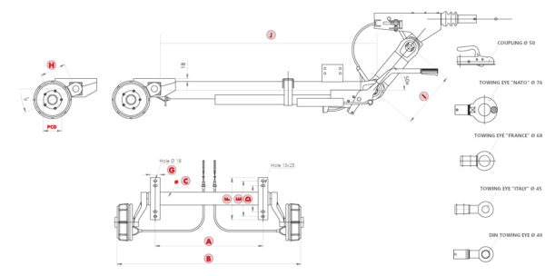 CHASSIS BASIC TANDEM AXLE BRAKED WITH HEIGHT ADJUSTABLE DRAWBAR - OMC ...
